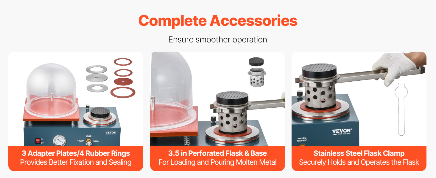 Vacuum Investing Casting Machine 290W Power 3 CFM Pump and Bell Jar for Jewelry | VEVOR US