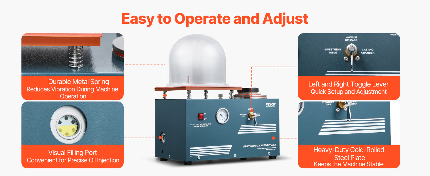Vacuum Investing Casting Machine 290W Power 3 CFM Pump and Bell Jar for ...
