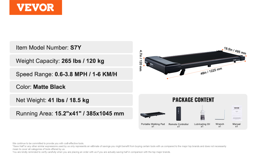VEVOR Walking Pad Under Desk Incline Treadmill for Home Office Working ...