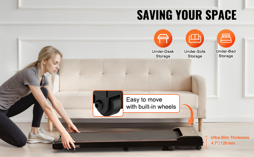 VEVOR Walking Pad Under Desk Incline Treadmill for Home Office Working ...