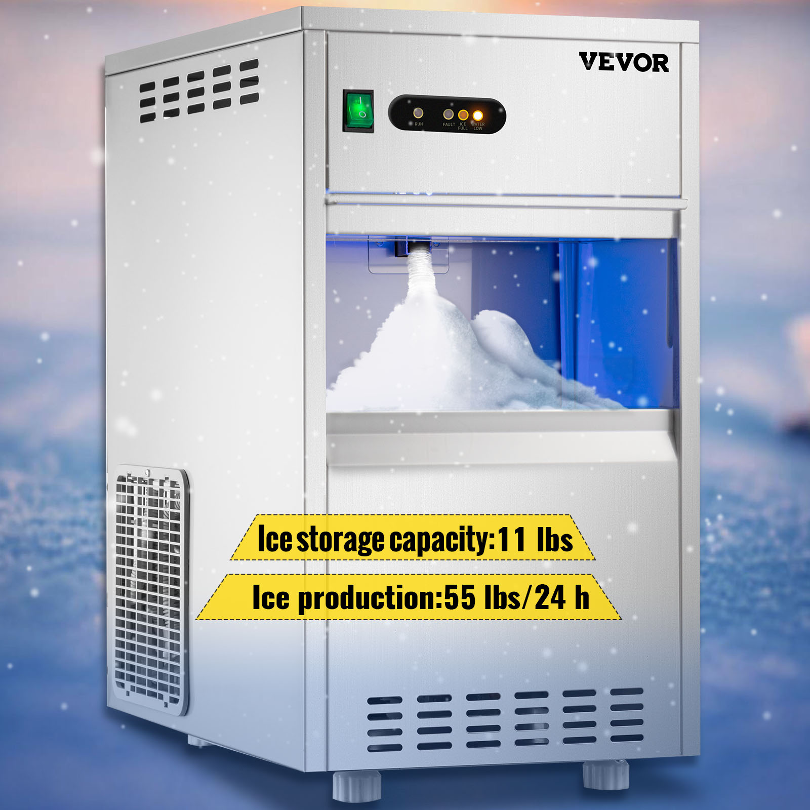 VEVOR Commercial Snowflake Ice Maker, 55LBS/24H Food Grade Stainless ...