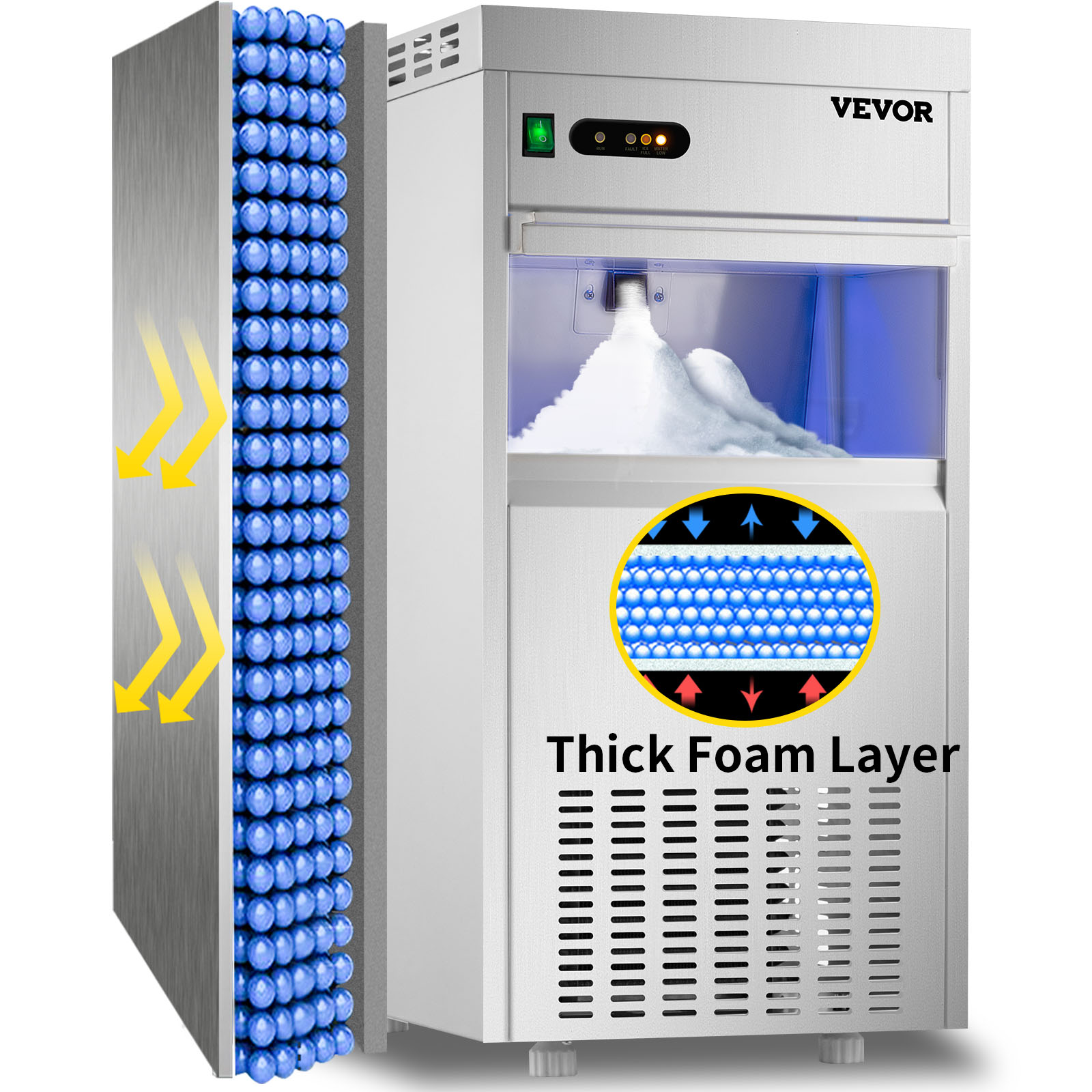 VEVOR 110V Commercial Snowflake Ice Maker 132LBS/24H, ETL Approved Food ...