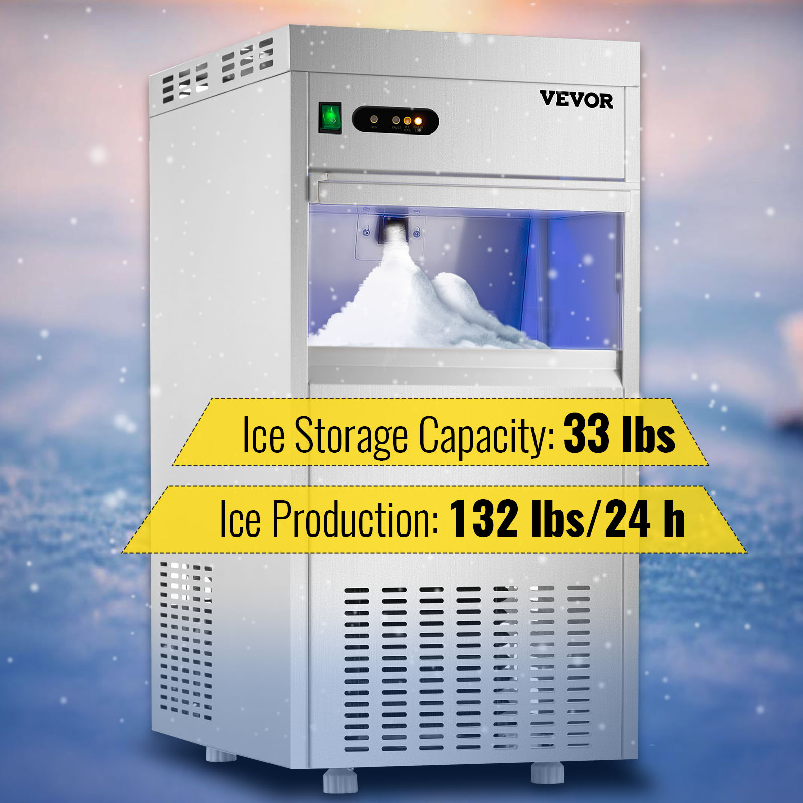 VEVOR 110V Commercial Snowflake Ice Maker 132LBS/24H, ETL Approved Food ...