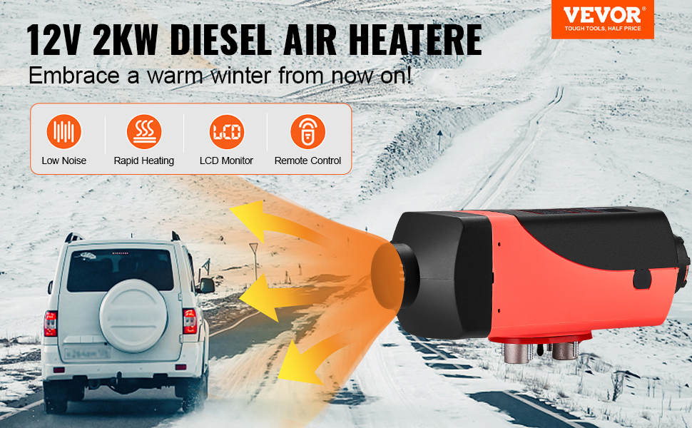 VEVOR 2KW Diesel Heater 12V 2KW Diesel Air Heater Muffler 2KW Diesel ...