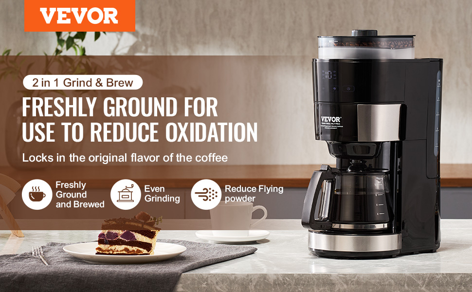 VEVOR 10-Cup Coffee Maker Drip Coffee Machine with 3 Brew Strength ...