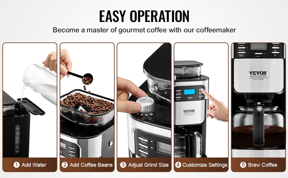 VEVOR 12-Cup Coffee Maker Drip Coffee Machine with 24-Hour Timer for ...