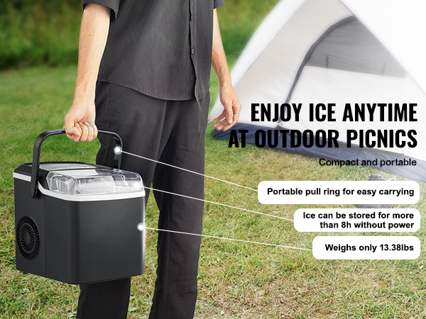 VEVOR Countertop Ice Maker, 9 Cubes Ready in 7 Mins, 26lbs in 24Hrs ...