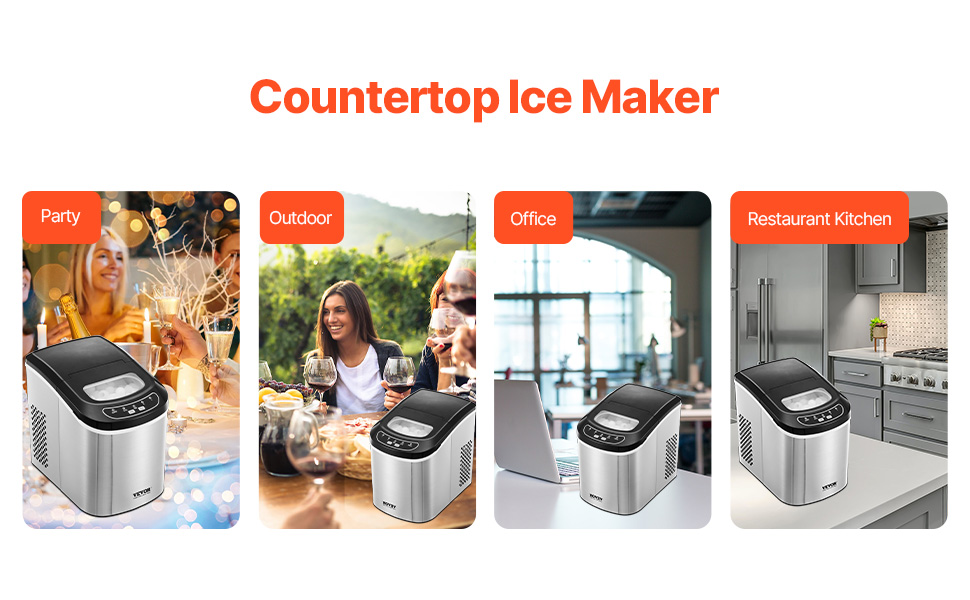 Portable Countertop Ice Maker 33Lbs/24H Self-Cleaning with Scoop Basket ...