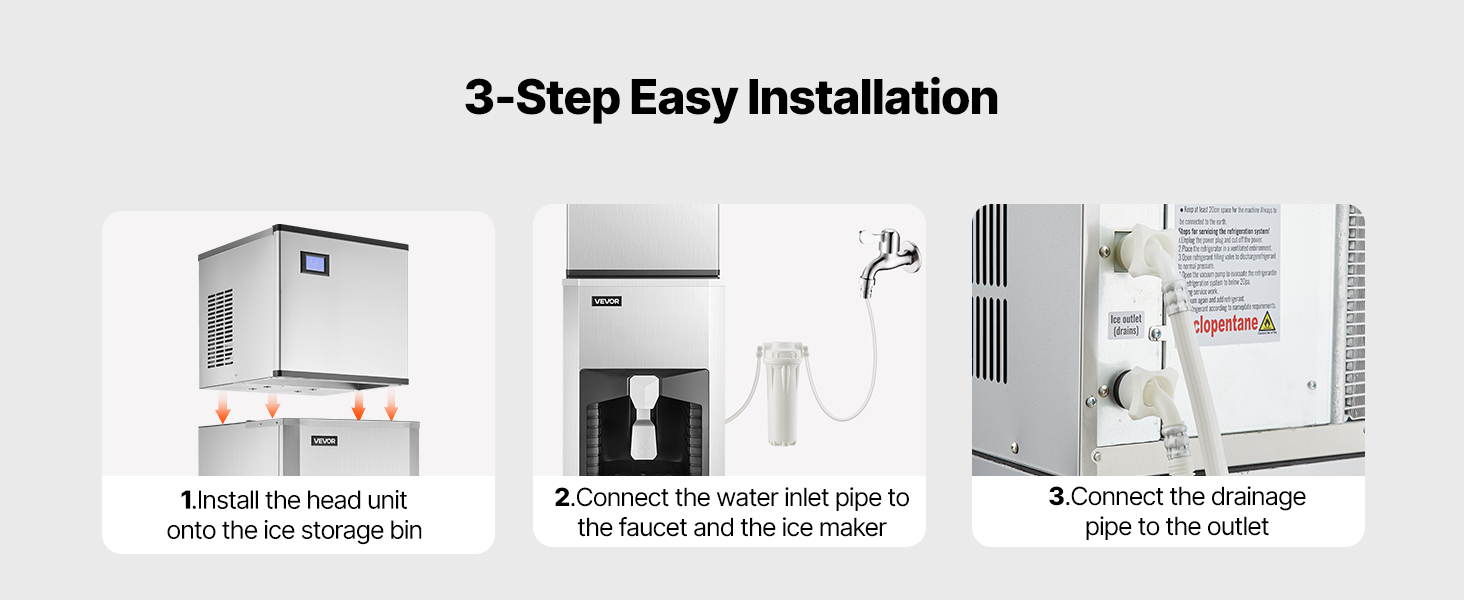 VEVOR 20 Lbs/Min Ice Dispenser 180 Lbs Storage Capacity Ice Bin for Ice ...