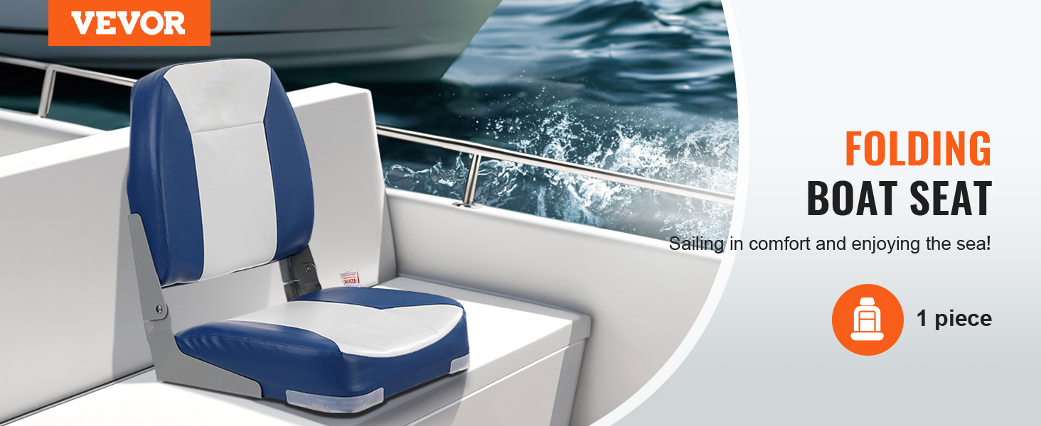 VEVOR Boat Seat, 18.9" Low Back Boat Seat, Folding Boat Chair with ...