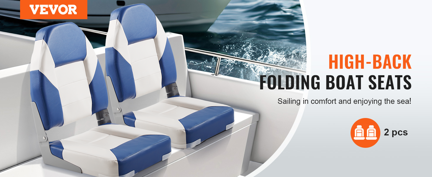 VEVOR Boat Seats, 21.85" High Back Boat Seat, Folding Boat Chair with ...