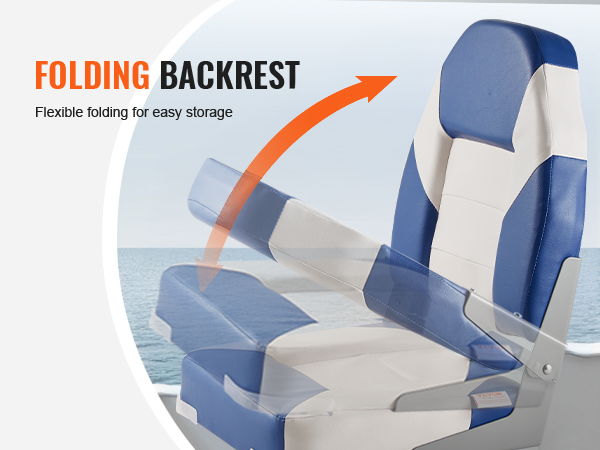VEVOR Boat Seats, 21.85" High Back Boat Seat, Folding Boat Chair with ...