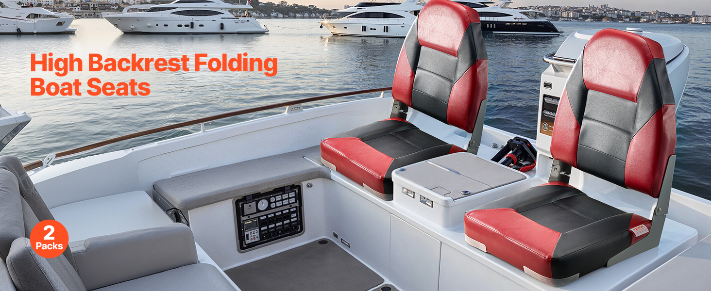 VEVOR Boat Seat High Backrest Flip Up Boat Seat Sponge Cushion Black ...
