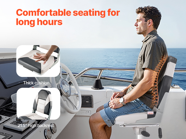 VEVOR Boat Seat High Backrest Flip Up Boat Seat Sponge Cushion Black ...