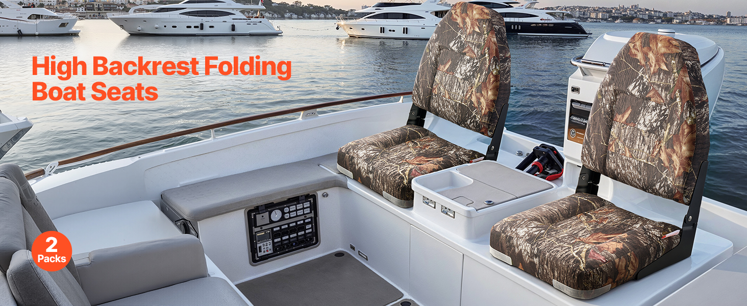 VEVOR Boat Seat High Backrest Flip Up Boat Seat Sponge Cushion ...