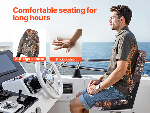 VEVOR Boat Seat High Backrest Flip Up Boat Seat Sponge Cushion ...