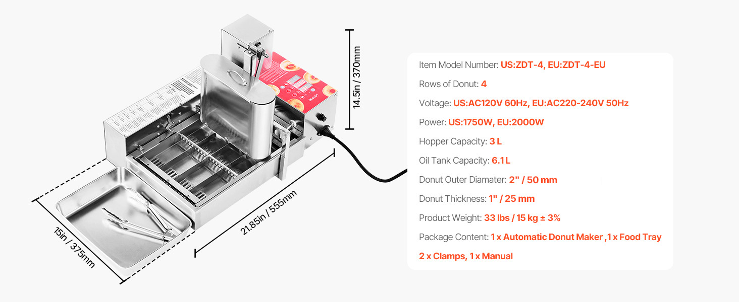VEVOR Commercial Automatic Donuts Making Machine Doughnut Maker 4 Rows ...
