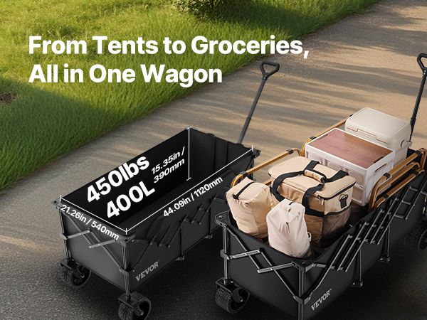 Extended Folding Wagon Carts 300L&450LB Heavy Duty Collapsible Long ...