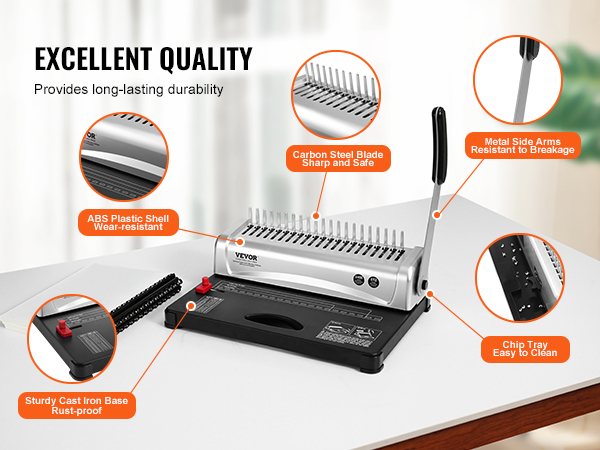 VEVOR Binding Machine, Comb Binding Machine 21-Holes Binding 450 Sheets ...