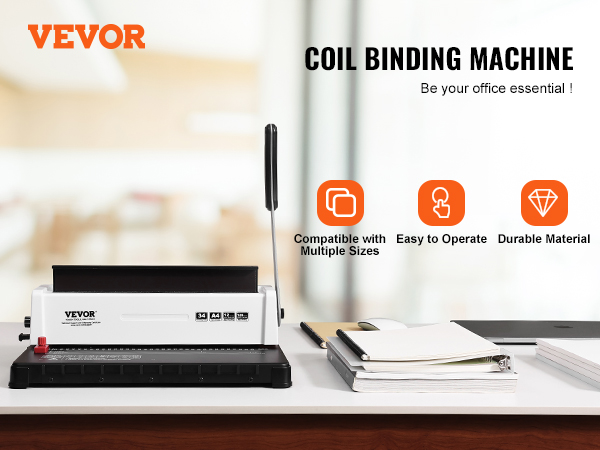 VEVOR Coil Spiral Binding Machine, Manual Book Maker 34-Holes Binding ...