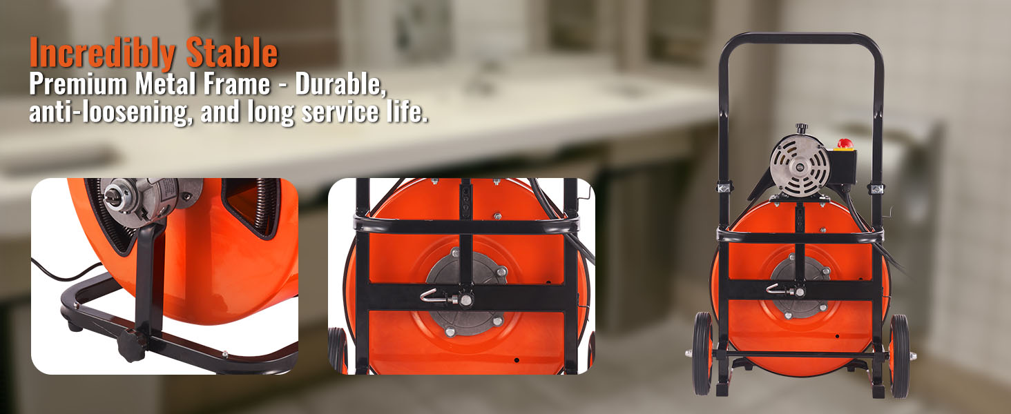VEVOR Drain Cleaning Machine 100FT x 3/4 Inch, Sewer Snake Machine Auto ...