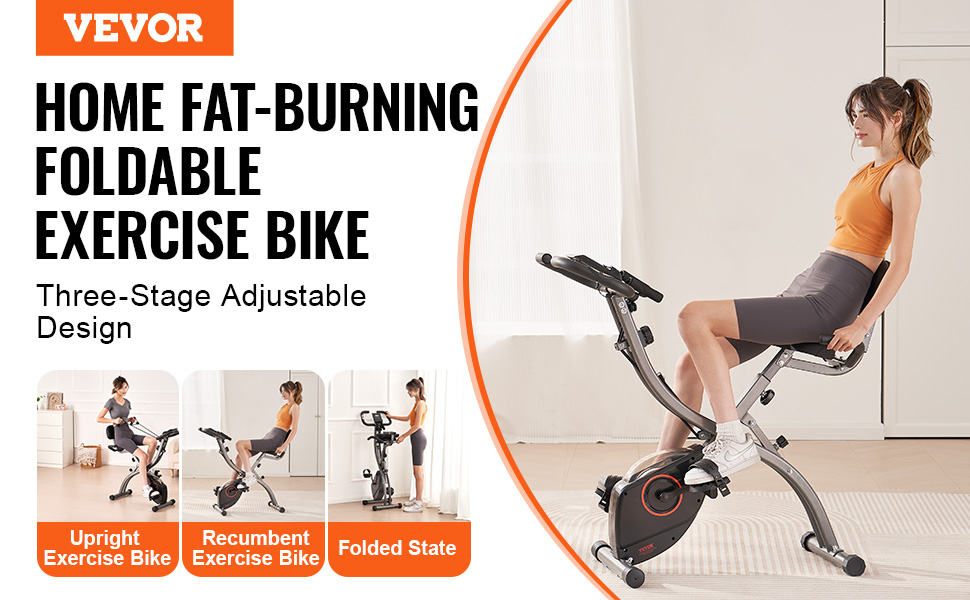 VEVOR Folding Exercise Bike Fitness Stationary Bike Upright Indoor ...