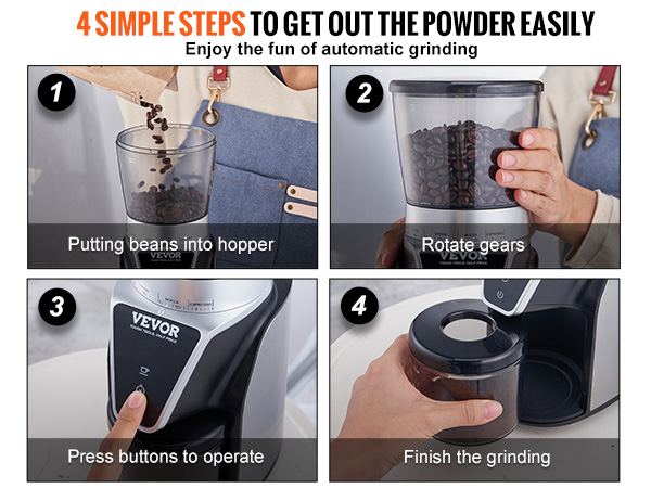 VEVOR Conical Burr Grinder, Electric Adjustable Burr Mill with 51 ...