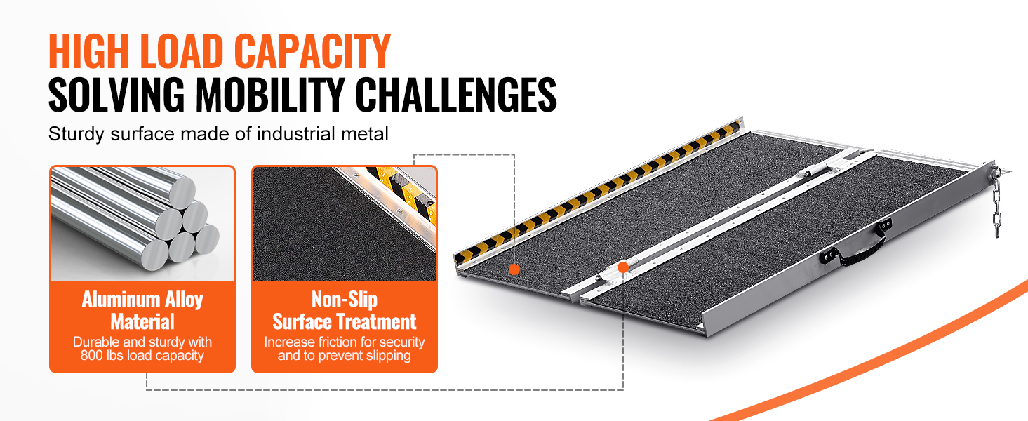 VEVOR Portable Wheelchair Ramp, 3 ft 800 lbs Capacity, Non-Slip ...