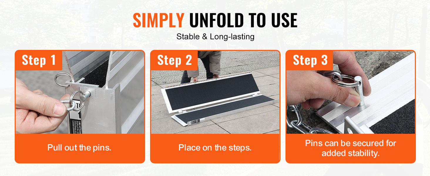 VEVOR Portable Wheelchair Ramp, 5 ft 800 lbs Capacity, Non-Slip ...