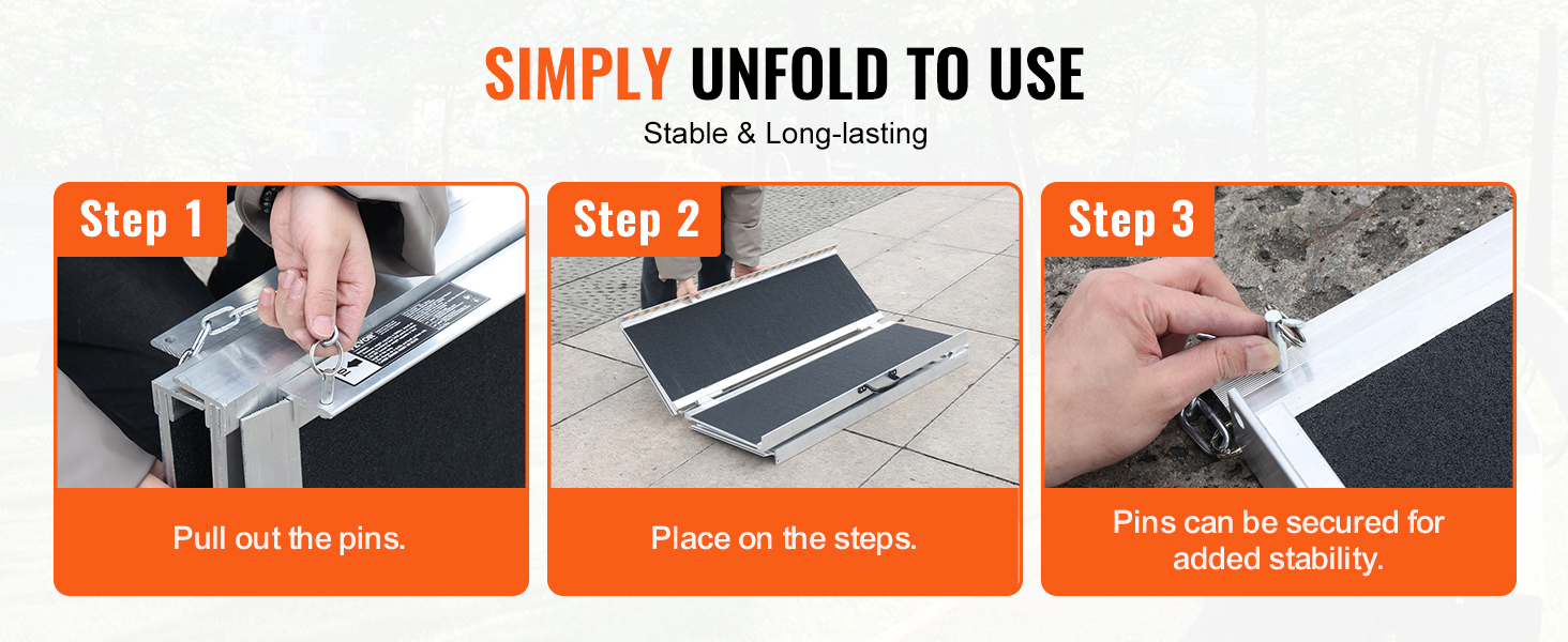 VEVOR Portable Wheelchair Ramp, 8 ft 800 lbs Capacity, Non-Slip ...