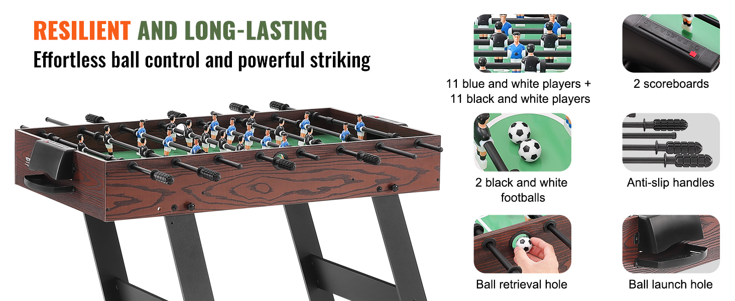 VEVOR Folding Foosball Table, 42 inch Standard Size Foosball Table ...