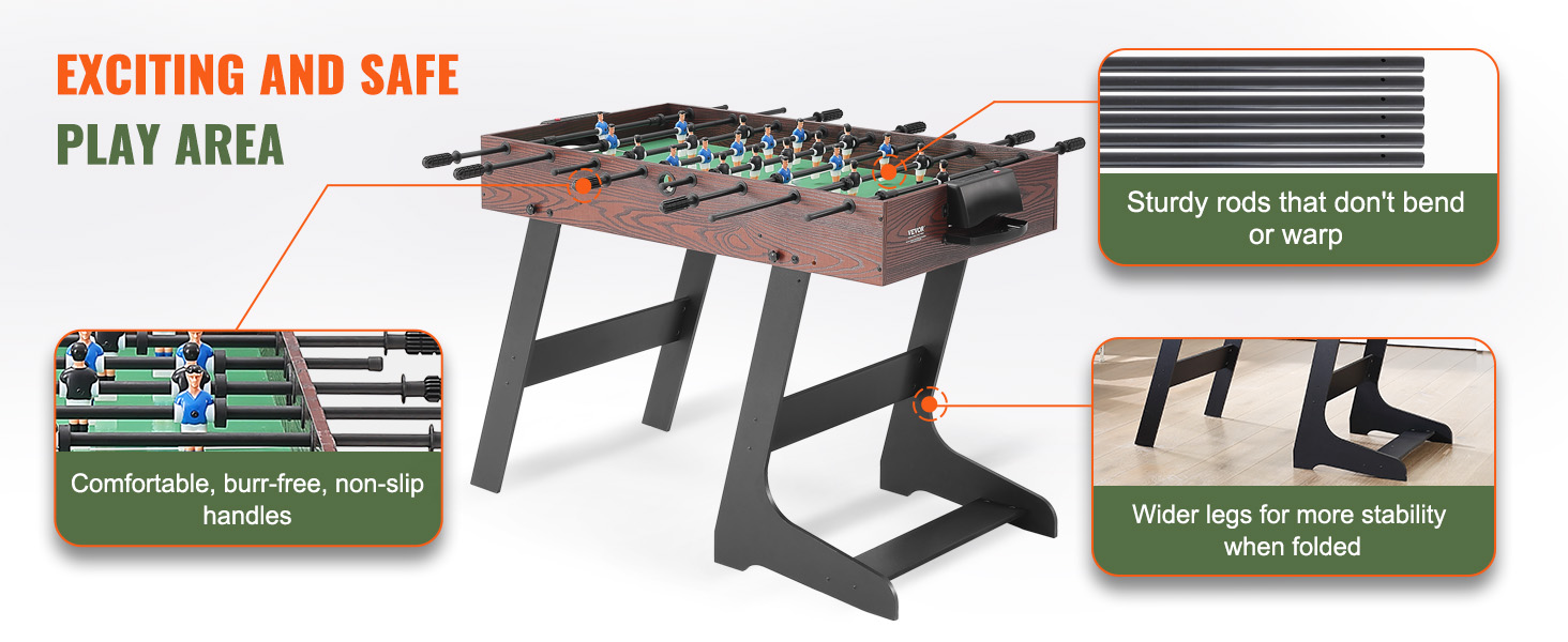 VEVOR Folding Foosball Table, 42 inch Standard Size Foosball Table ...