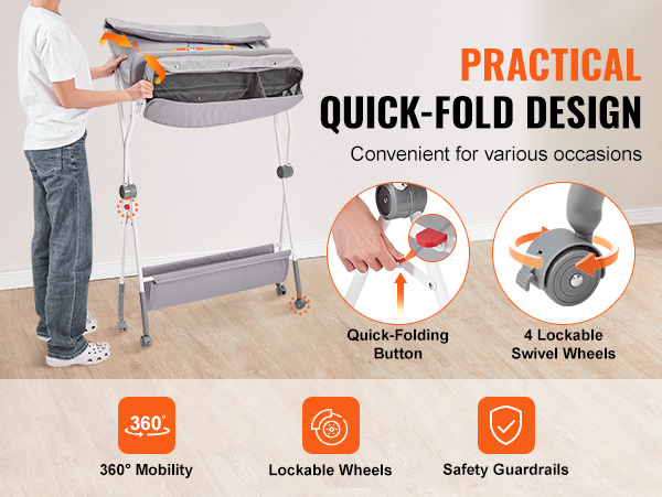VEVOR Baby Changing Table, Folding Diaper Changing Station with ...
