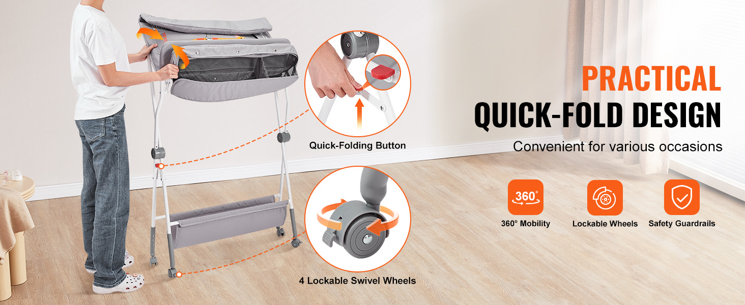 VEVOR Baby Changing Table, Folding Diaper Changing Station with ...