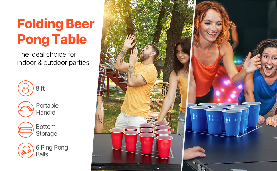 8' Portable Beer Pong Folding Tailgate Table Party Drinking Game ...