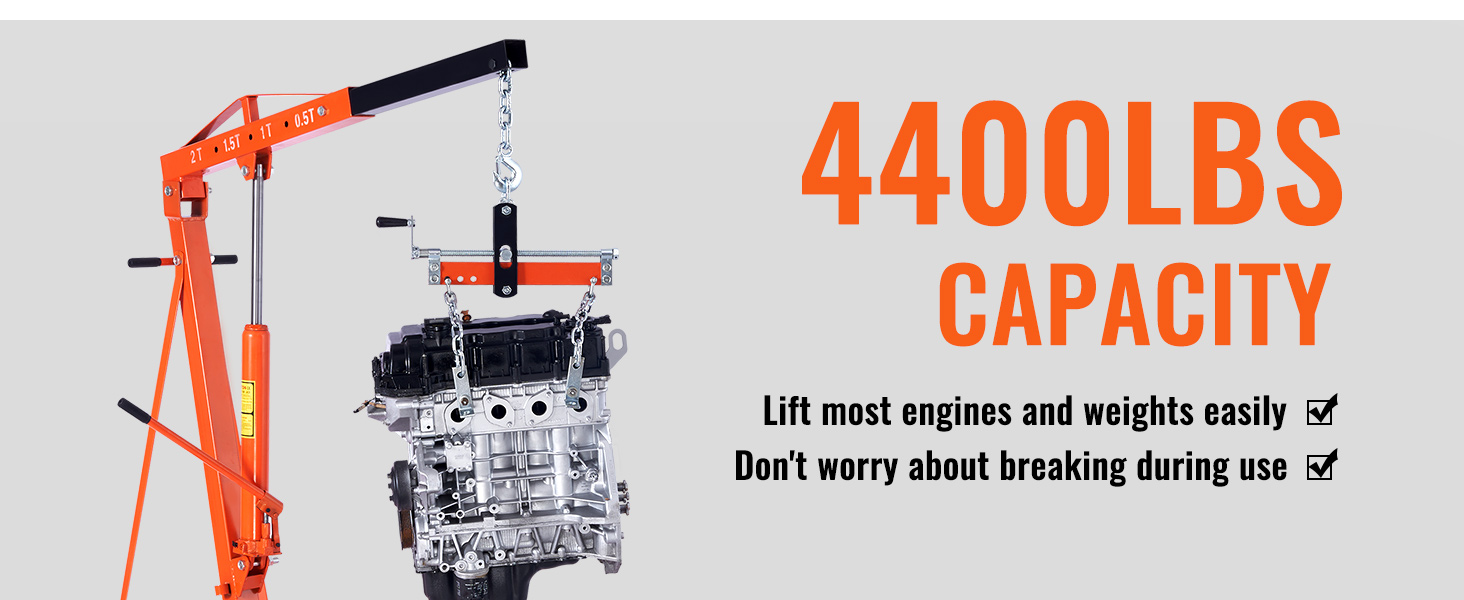 VEVOR Hydraulic Engine Hoist with Lever, 2 Ton/4400 LBS Heavy-duty ...