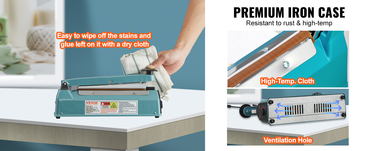 VEVOR Impulse Sealer 8 inch, Manual Heat Seal Machine with Adjustable ...