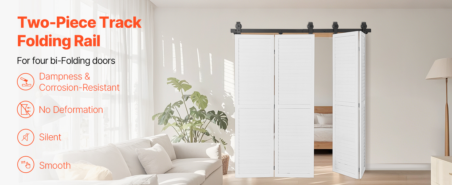 Bi-Folding Sliding Barn Door Hardware Track Kit 52" for Four 12" Doors ...