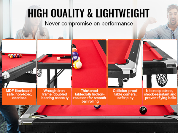 VEVOR Billiards Table, 6.3 ft Pool Table, Portable Foldable Space ...