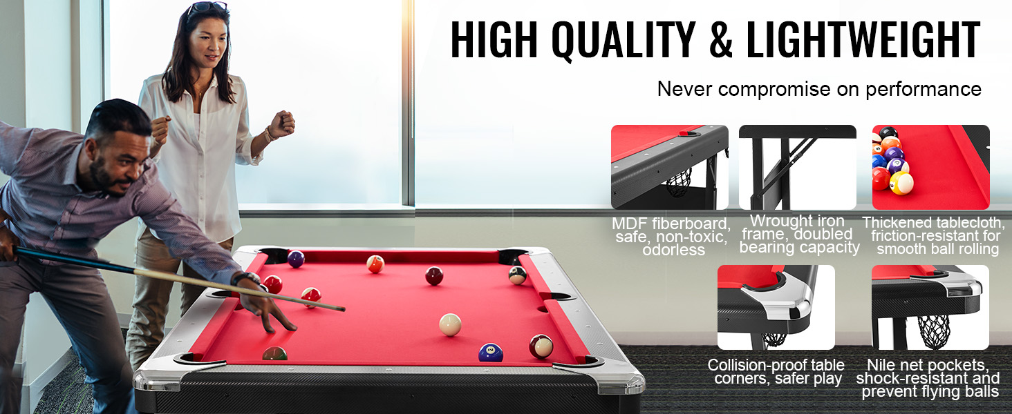 VEVOR Billiards Table, 6.3 ft Pool Table, Portable Foldable Space ...