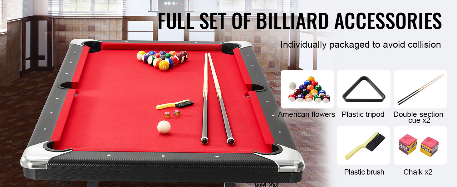 VEVOR Billiards Table, 6.3 ft Pool Table, Portable Foldable Space ...