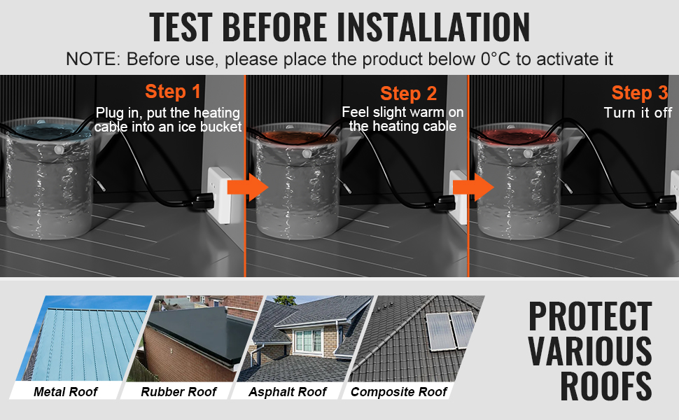 Self-Regulating Pipe Heating Cable 24FT 5W/FT Heat Tape for Pipes Roof ...