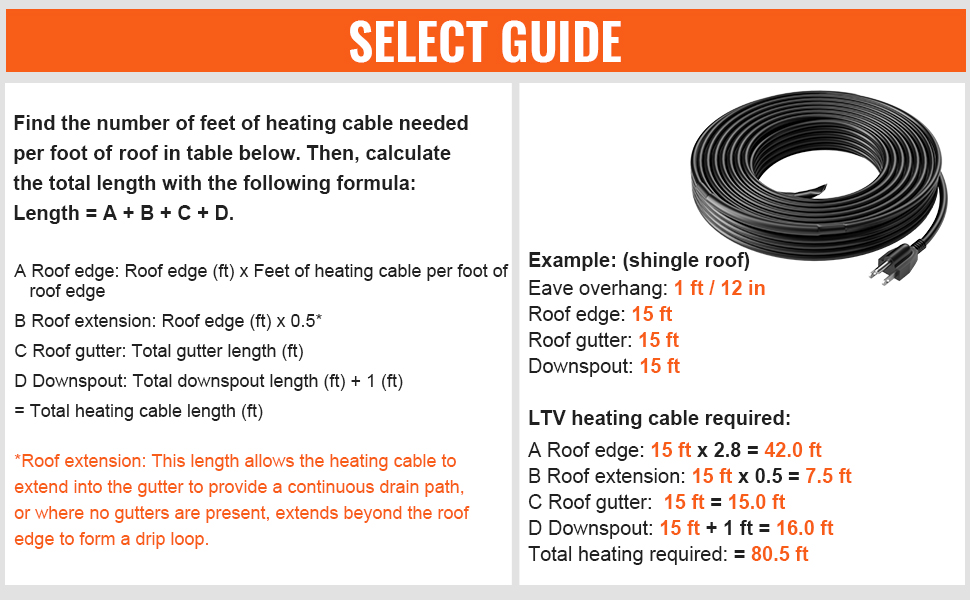 Self-Regulating Pipe Heating Cable 24FT 5W/FT Heat Tape for Pipes Roof ...