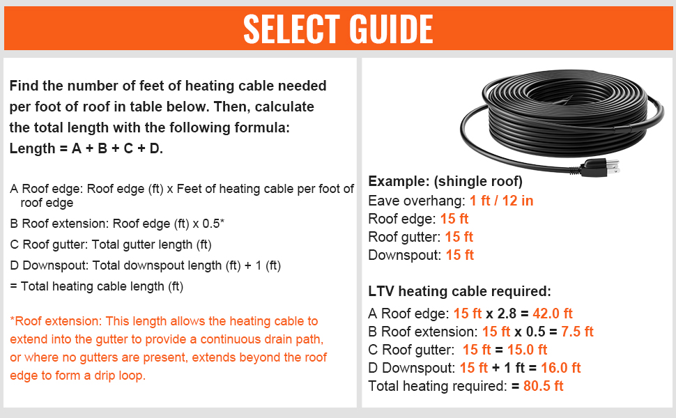 VEVOR Self-Regulating Pipe Heating Cable 120FT 5W/FT Heat Tape for ...