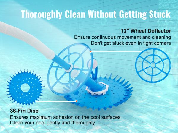 VEVOR Automatic Suction Pool Cleaner, Low Noise Pool Vacuum Cleaner ...