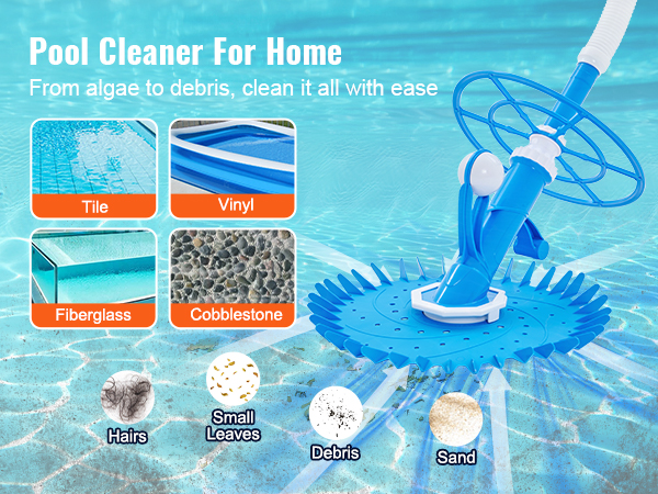 VEVOR Automatic Suction Pool Cleaner, Low Noise Pool Vacuum Cleaner ...