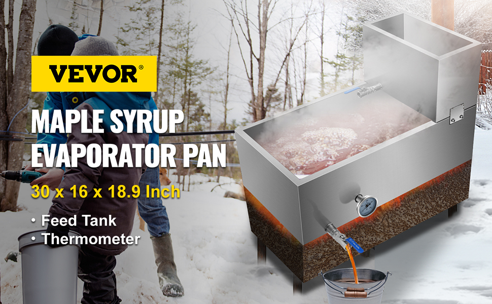 VEVOR Maple Syrup Evaporator Pan 30x16x19 Inch Stainless Steel Maple ...
