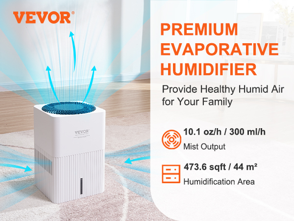 VEVOR Evaporative Humidifiers Mist-Free 3L, 300 ml/h Cool Moisture ...