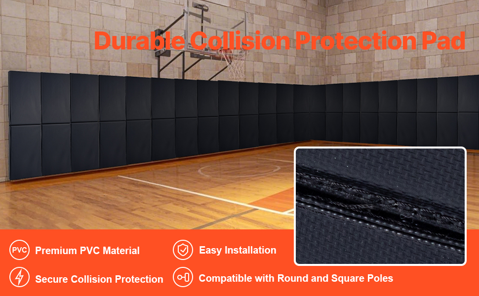 Gym Wall Padding Durable Waterproof Basketball Mat 2" Thick Foam Court ...