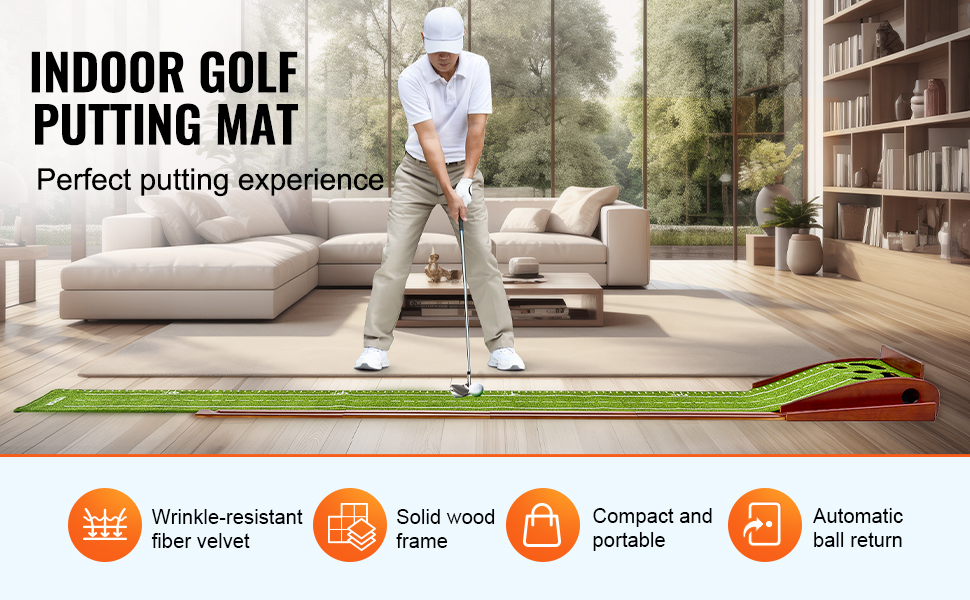 VEVOR 5 Hole Golf Putting Mat Indoor Golf Putting Green Golf Training ...